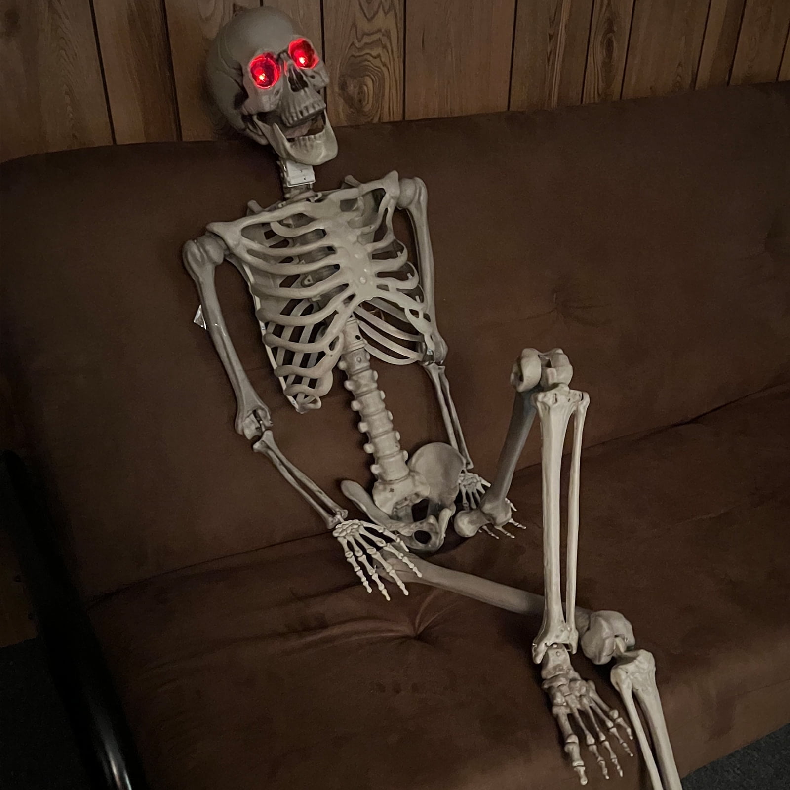 5.5ft Halloween Skeleton with Movable Joints, LED Glowing Eyes, and ...