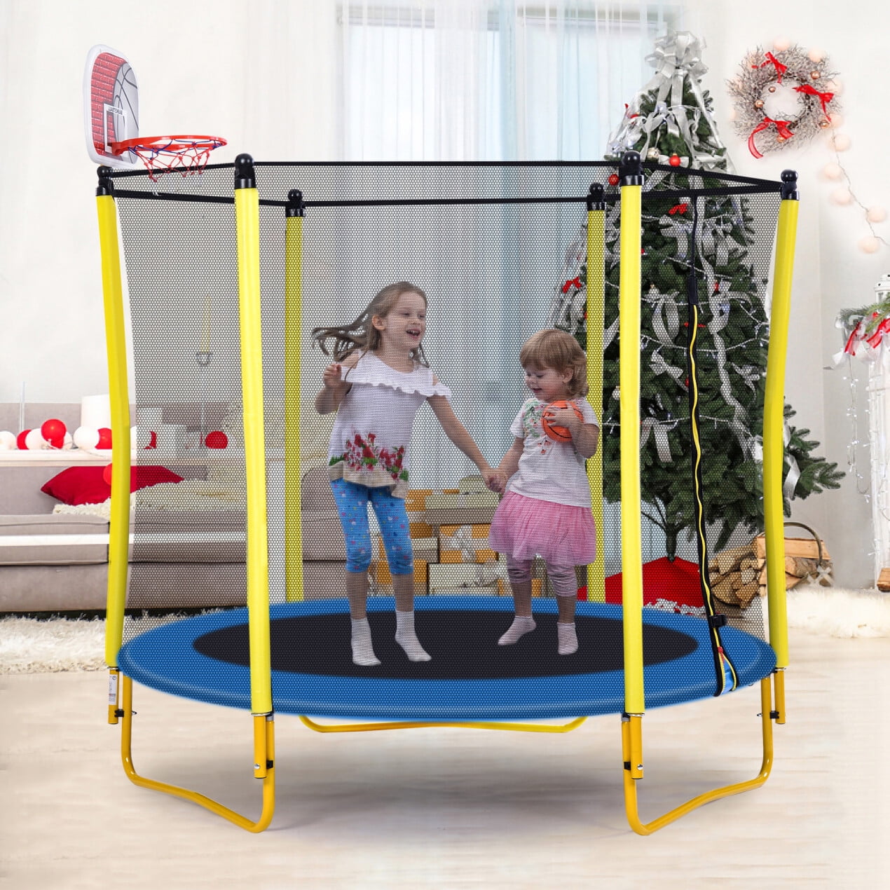 5.5ft Trampoline for Kids, Outdoor & Indoor Mini Toddler Trampoline ...