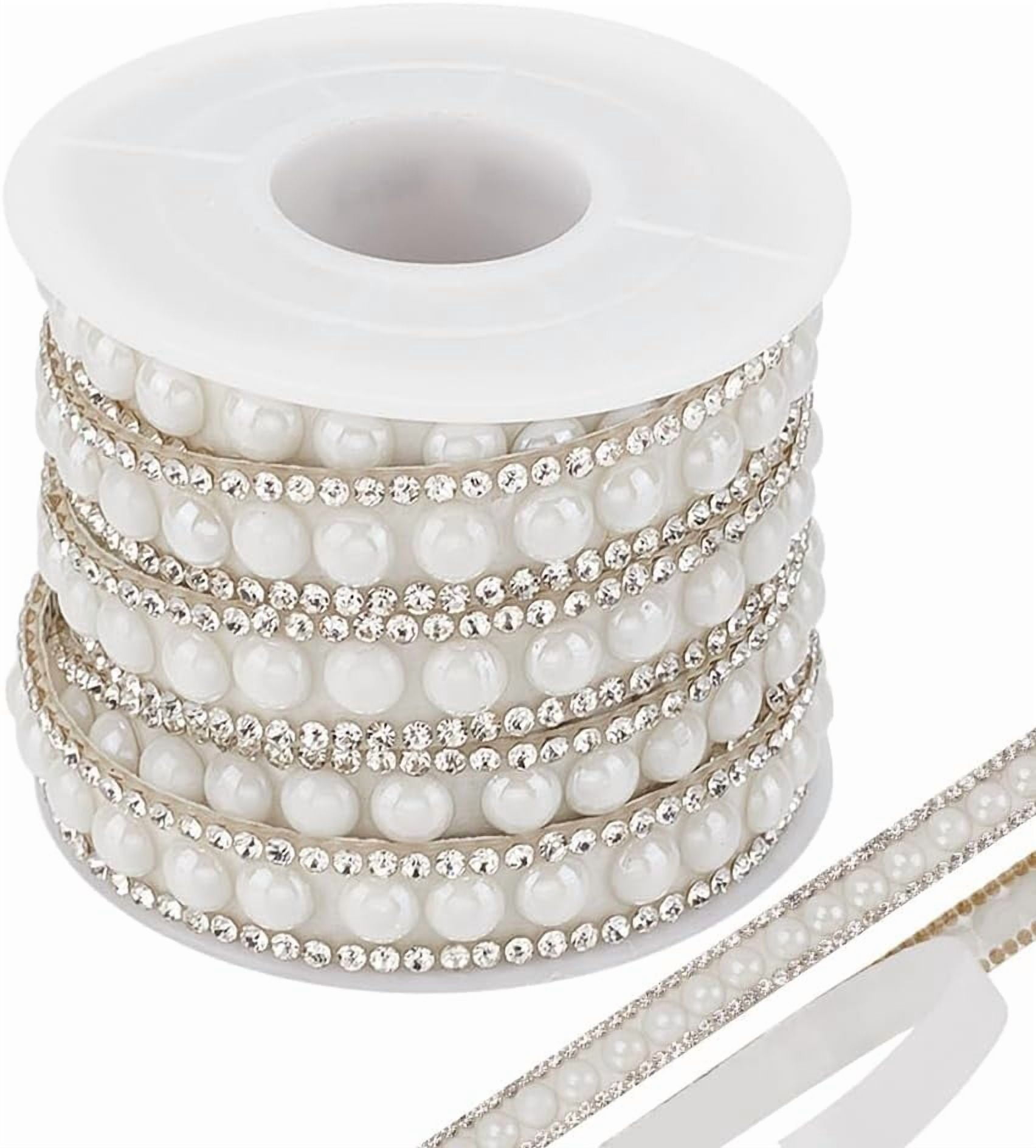 5.5m/6 Yards Self Adhesive Pearl Rhinestone Ribbon Pearl Resin ...