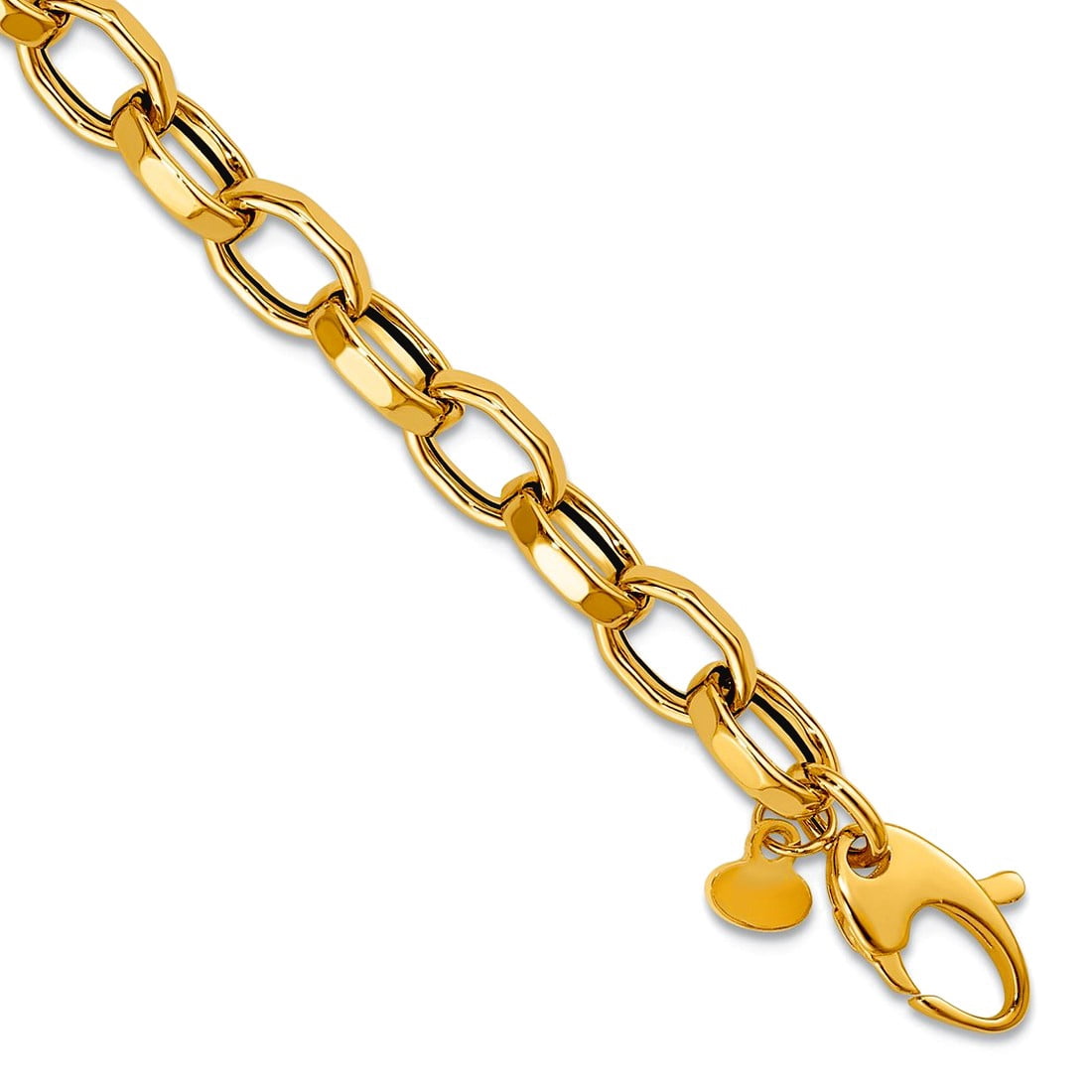5.5mm 14k Solid Yellow Gold Polished Fancy Link Bracelet 7.5 Inch Link ...