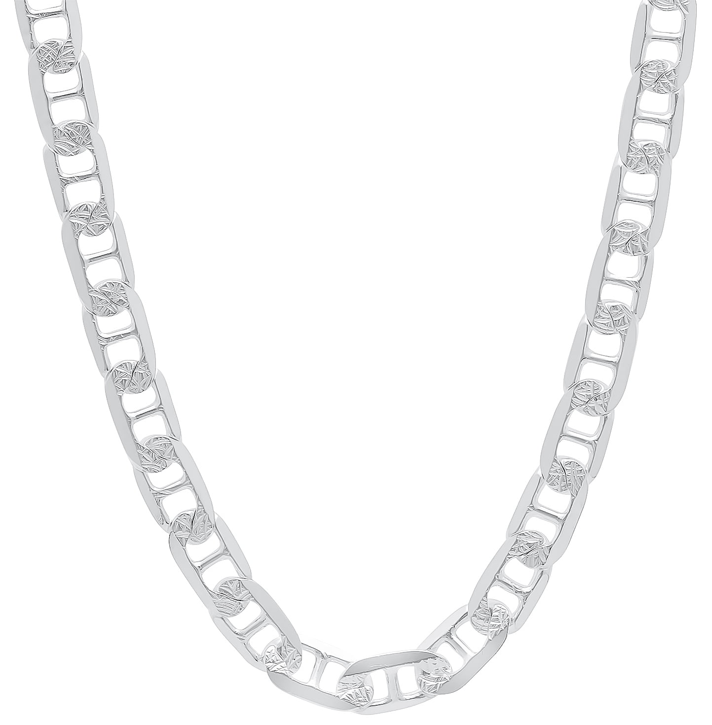 5.5mm .925 Sterling Silver Diamond-Cut Flat Mariner Chain Necklace, 30 ...