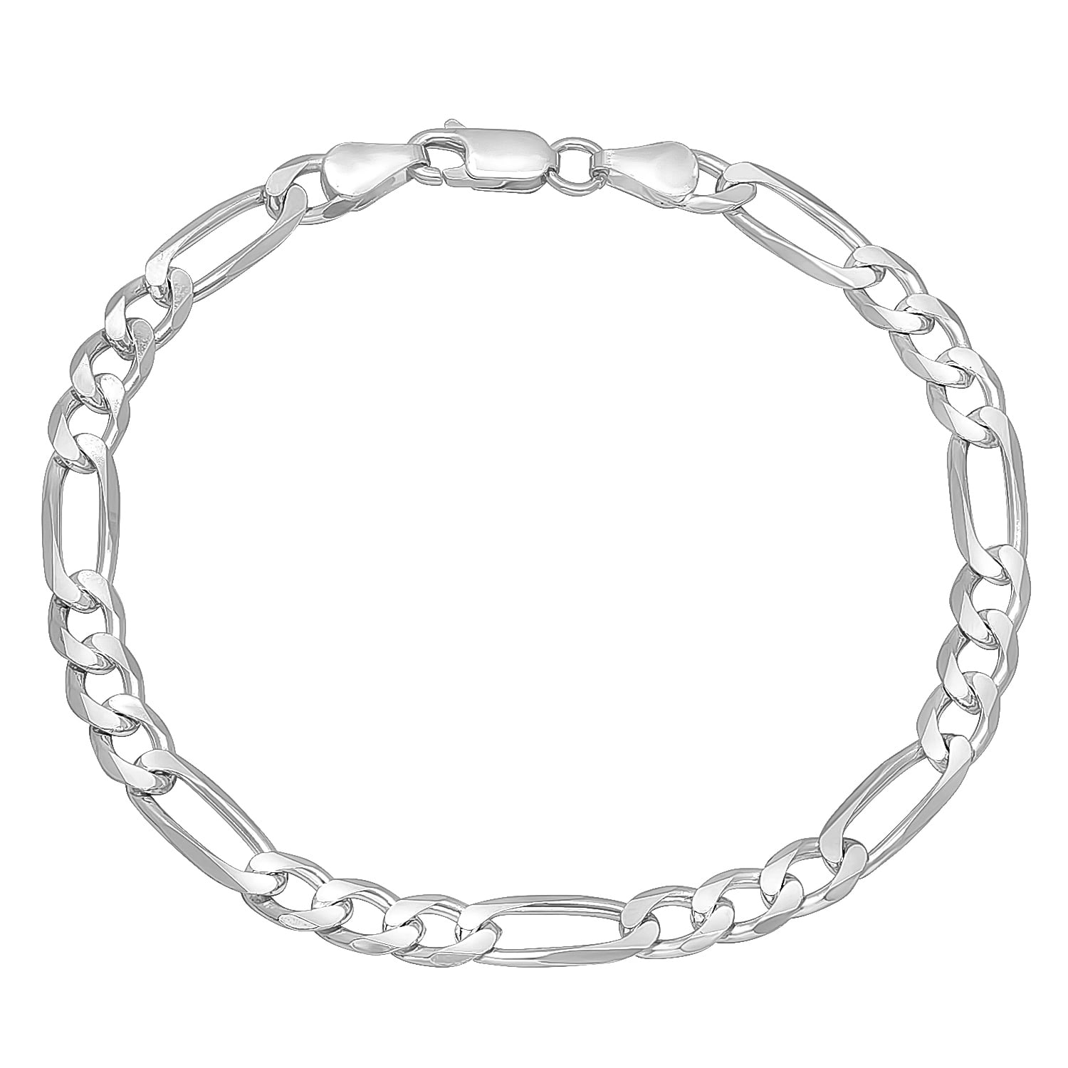 5.5mm Solid .925 Sterling Silver Flat Figaro Chain Bracelet 5.5mm Solid .925 Sterling Silver Flat Figaro Chain Bracelet