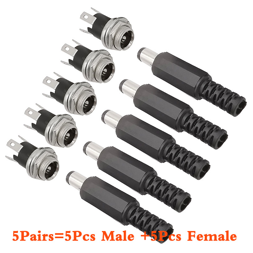 5.5mm x 2.1mm DC Panel Mount Connector DC 5.5 x 2.1 DC Male Female ...