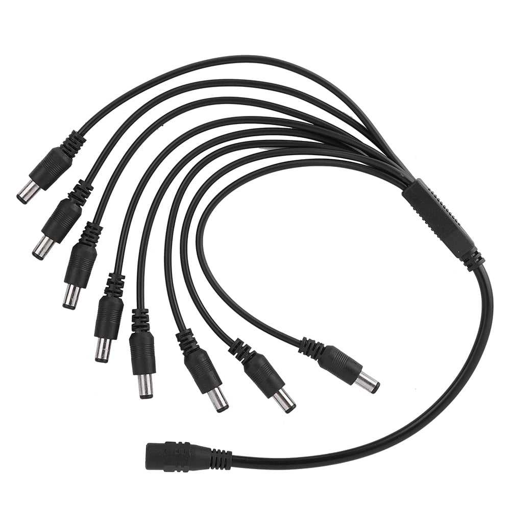 5.5x2.1mm 1 Female to 8 Male Power Cord Splitter Adapter Cable ...