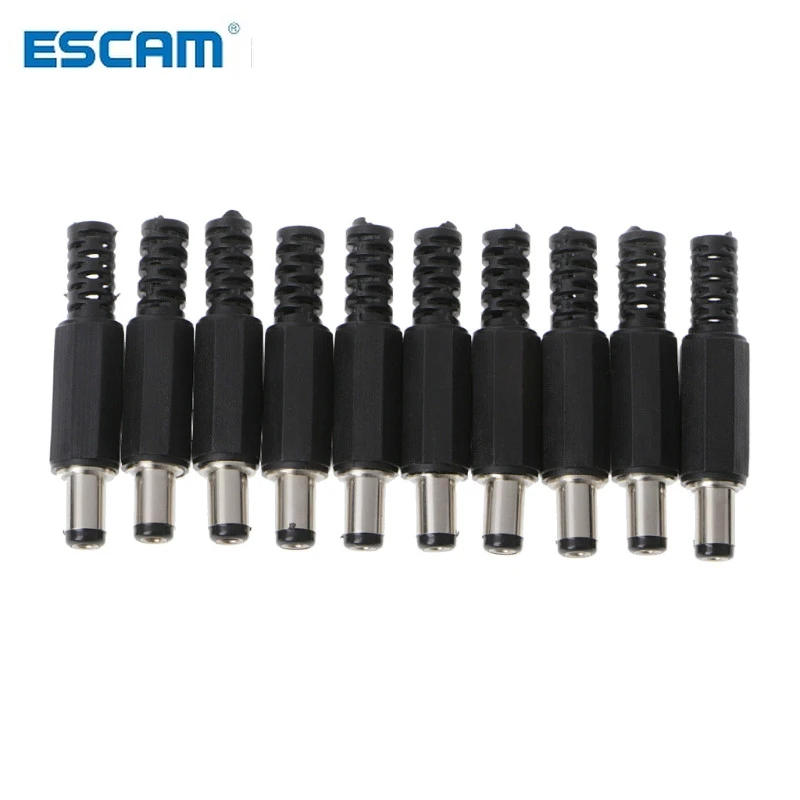 5.5x2.1mm ESCAM 10 Pcs Male DC In-Line Plug Socket Jack Connector ...