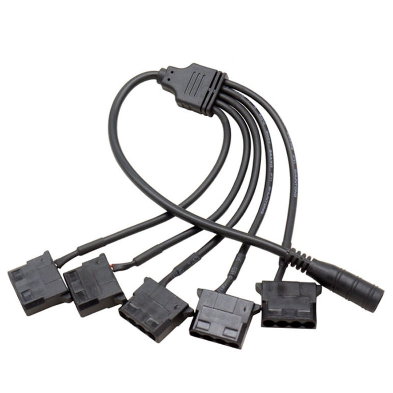 5.5x2.1mm Power Supply Plug to 5Pcs 4Pin PC Fan Power Adapter Cable Fan ...