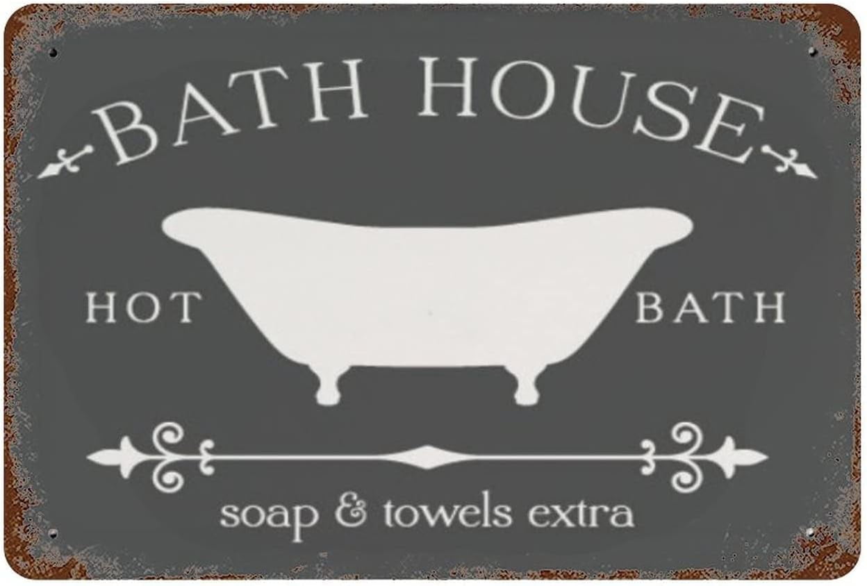5.5x8 Inch Bath House Sign,Hot Bath Sign,Bathroom Decor Bathroom Sign ...