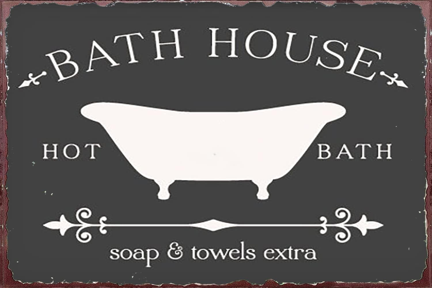 5.5x8 Inch Bathroom Sign Art Wall Decor Bath House Sign,Hot Bath Sign ...