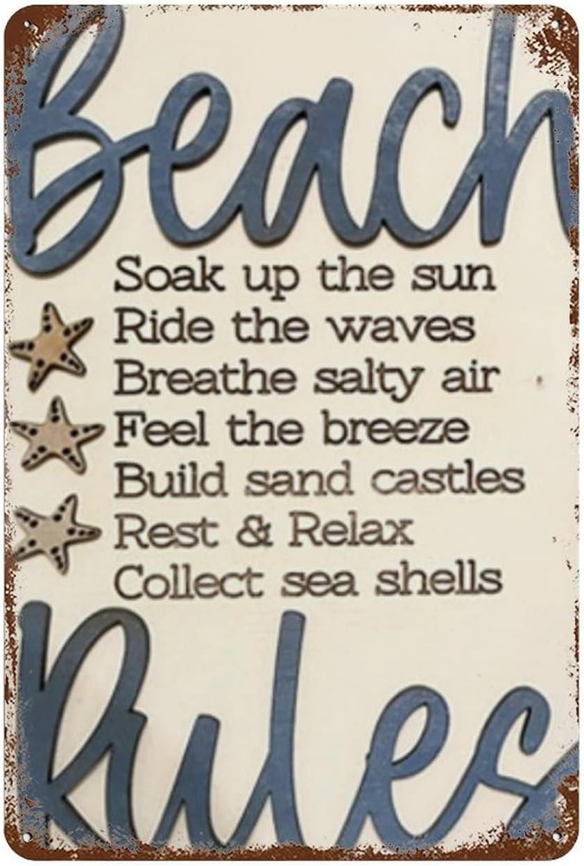 5.5x8 Inch Beach Sign,Beach House Summer Decor,Beach Rules Home Decor ...