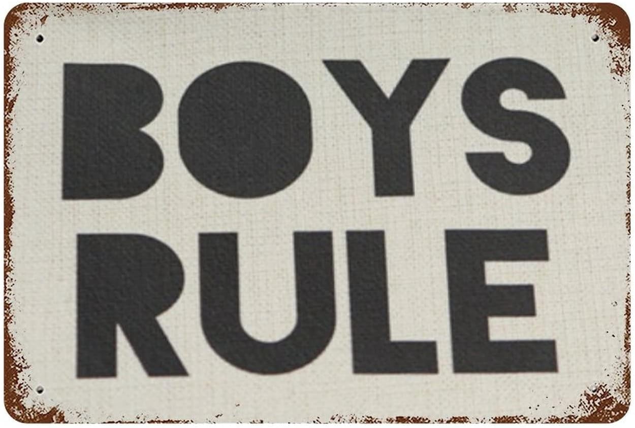 5.5x8 Inch Boys Rule Retro Tin Sign,Boys Bedroom Decor,Boys Bedroom ...