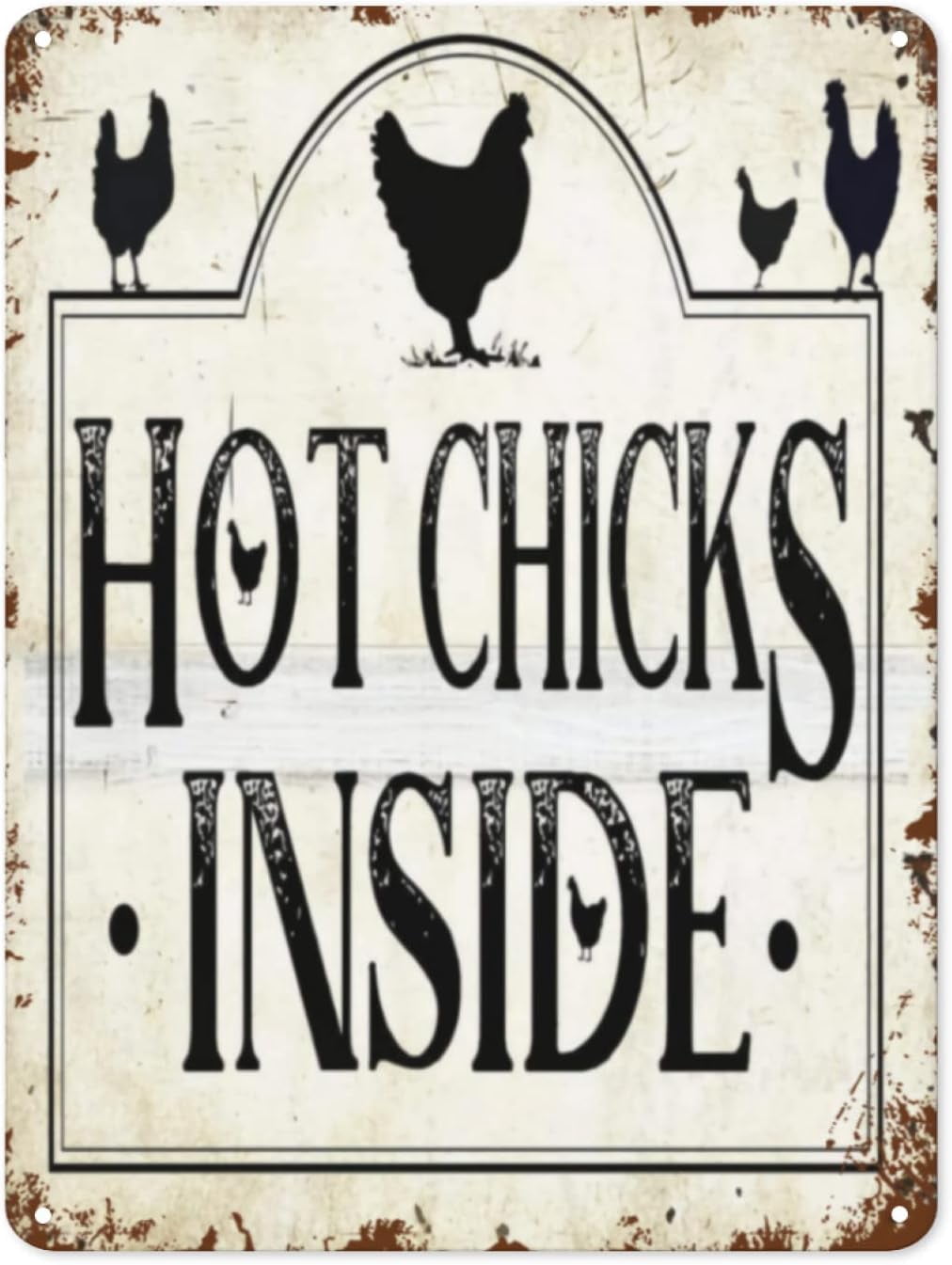 5.5x8 Inch Chicken Signs For Kitchen Hot Chicks Inside Sign For Chicken ...