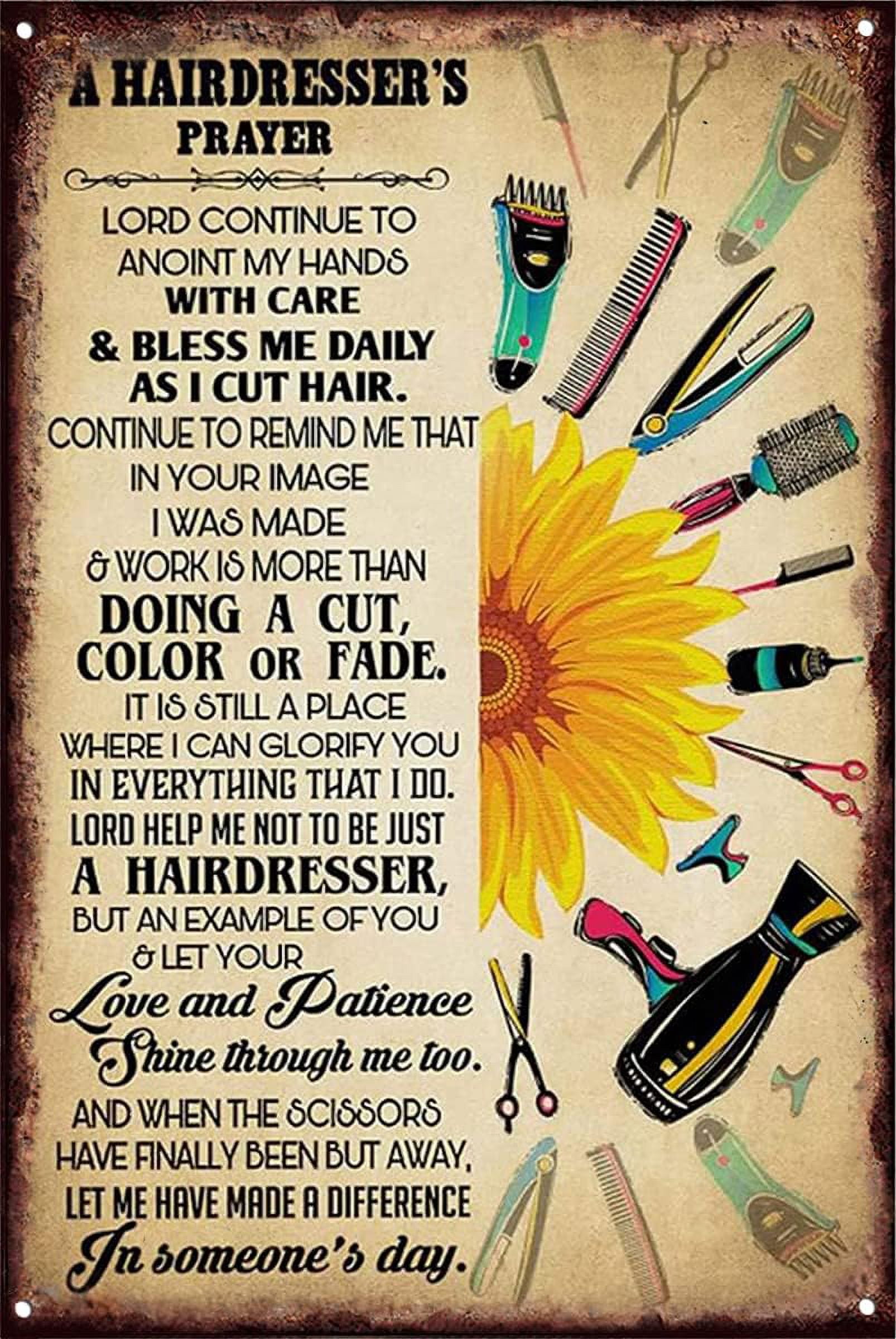 5.5x8 Inch Hair Salon Wall Decor A Hairdresser Prayer Tin Sign ...