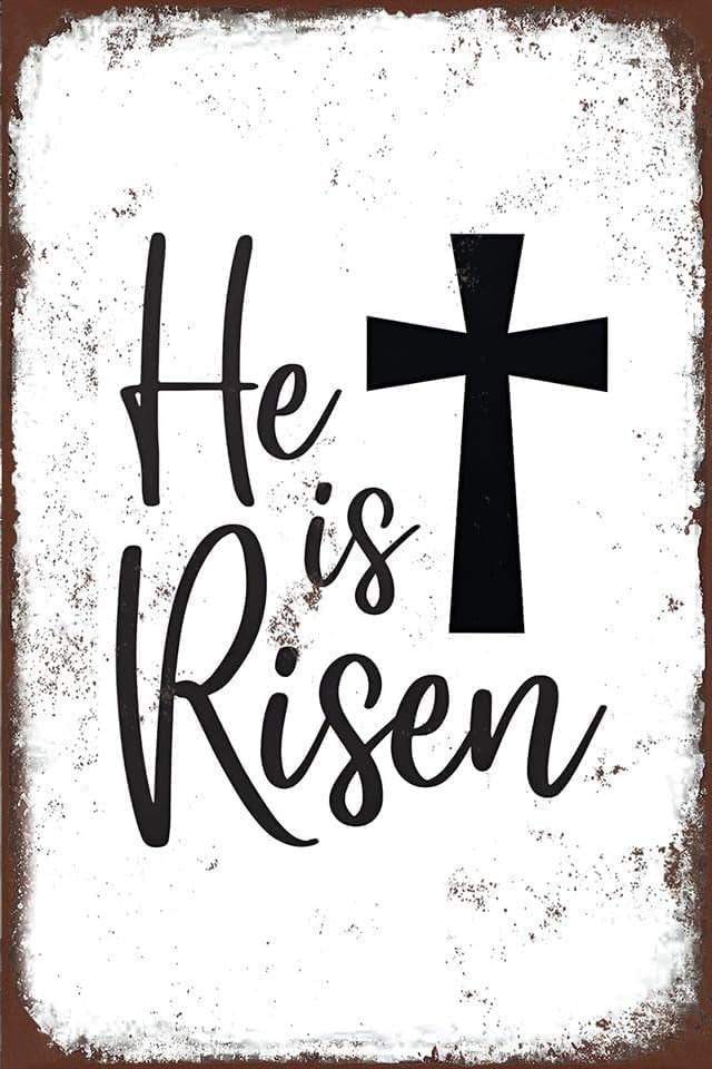 5.5x8 Inch He Is Risen Retro Metal Sign For Easter Home Decoration ...