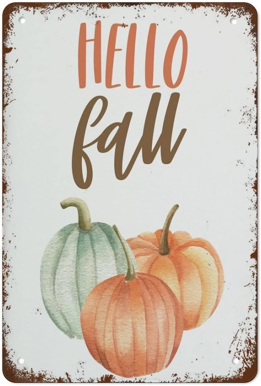 5.5x8 Inch Hello Fall Sign Pumpkin Fall Decor Thanksgiving Decor ...