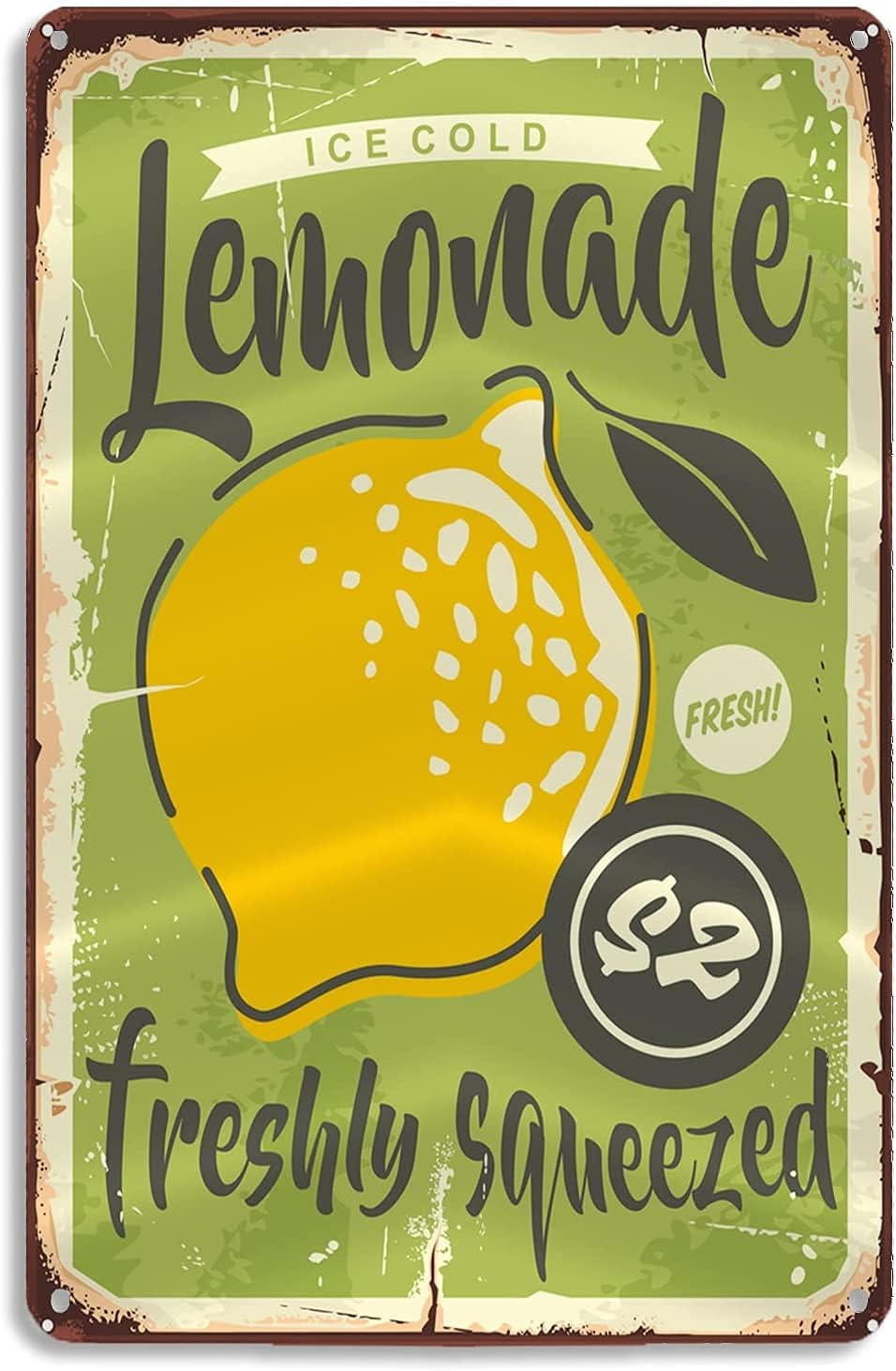 5.5x8 Inch Lemon Tin Sign,Fresh Lemonade Juicy For Wall Decor For Bars ...