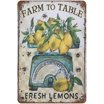Farmhouse Lemon Themed Wall Decor Art Plaque, Grayish Yellow Vintage ...