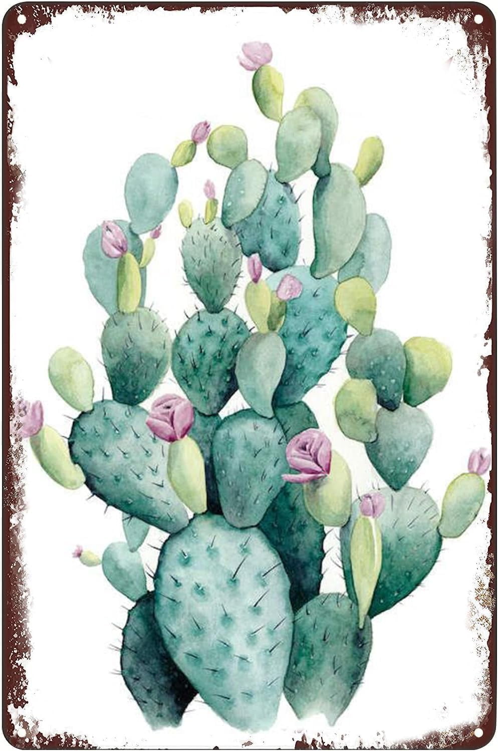 5.5x8 Inch Metal Tin Sign Cacti Wall Art Potted Cactus Wall Sign Decor ...