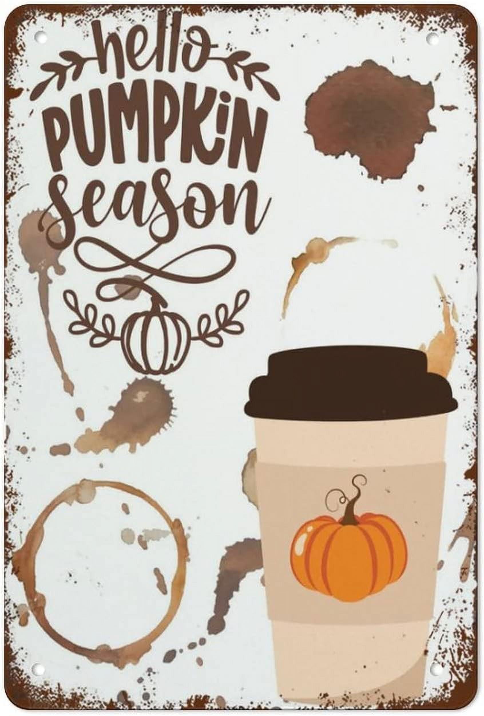 5.5x8 Inch Metal Tin Sign Vintage Metal Signs Hello Pumpkin Sign Autumn ...