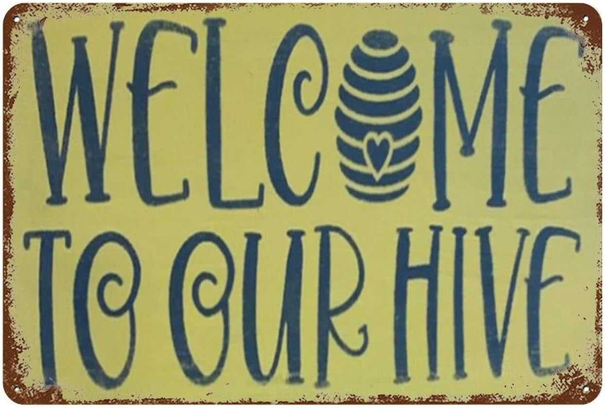 5.5x8 Inch Primitive Country Welcome To Our Hive Sign Rustic Decor For ...