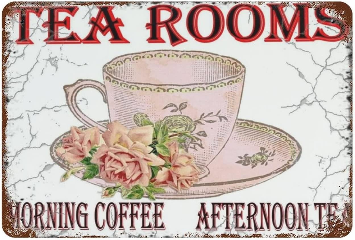 5.5x8 Inch Retro Tea Room Sign Fresh Tea Here Sign Retro Cafe Sign ...