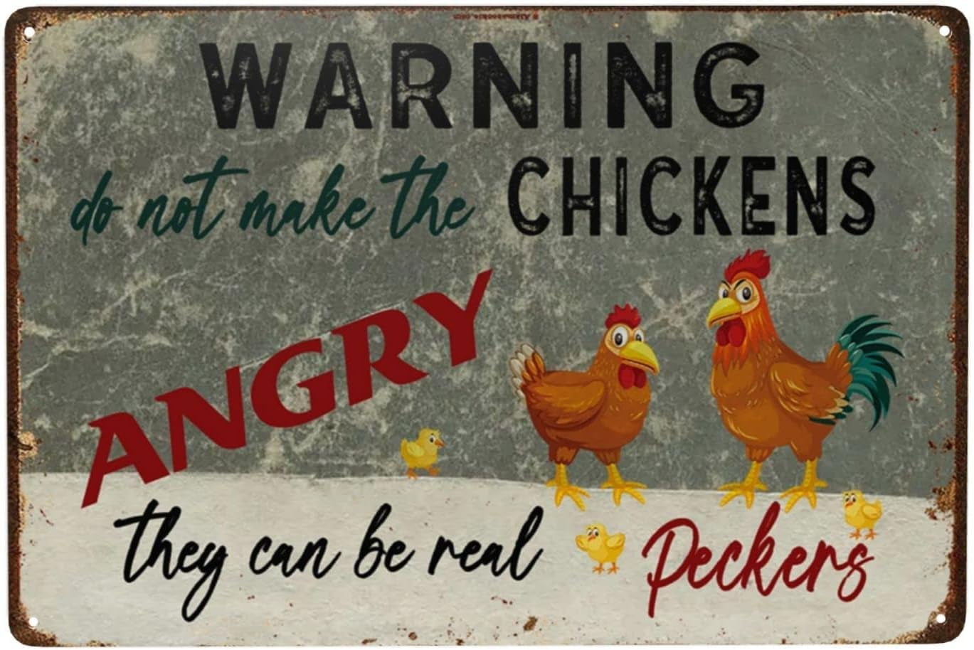 5.5x8 Inch Retro Warning Chicken Metal Signs Wall Art Decorative Farm ...