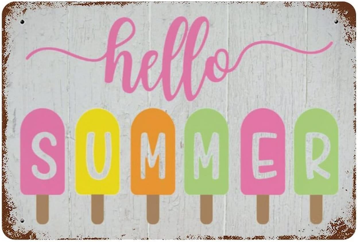5.5x8 Inch Summer Signs Summer Decor Hello Summer Summer Rainbow ...
