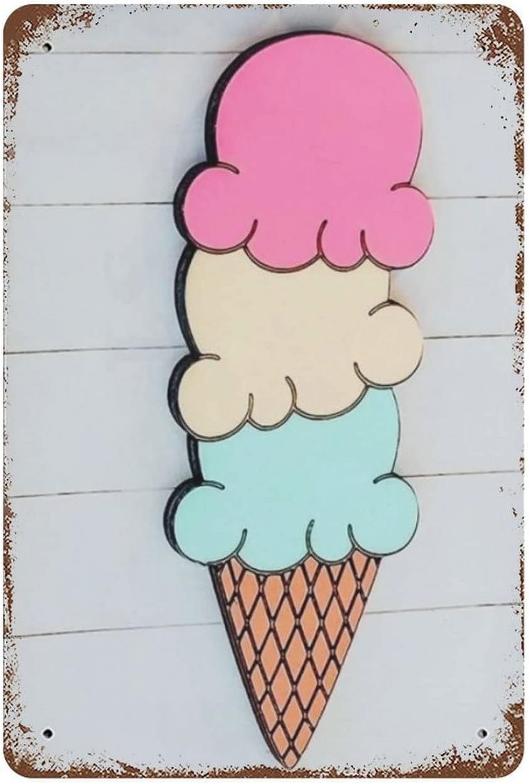 5.5x8 Inch Summer Vintage Metal Sign Ice Cream Cone Decor For Business ...