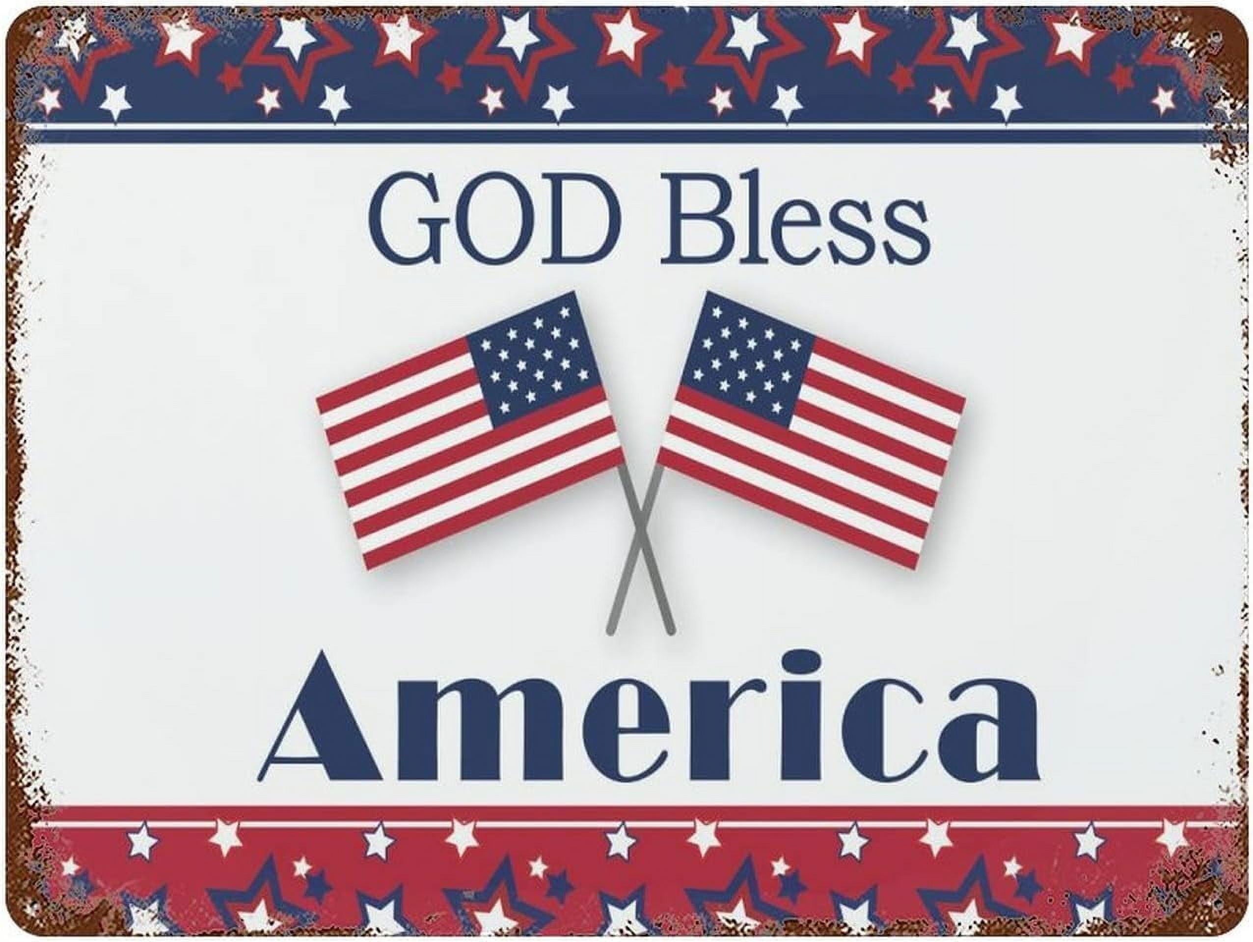 5.5x8 Inch Usa Flag Memorial Day Metal Tin Sign, God Bless America ...