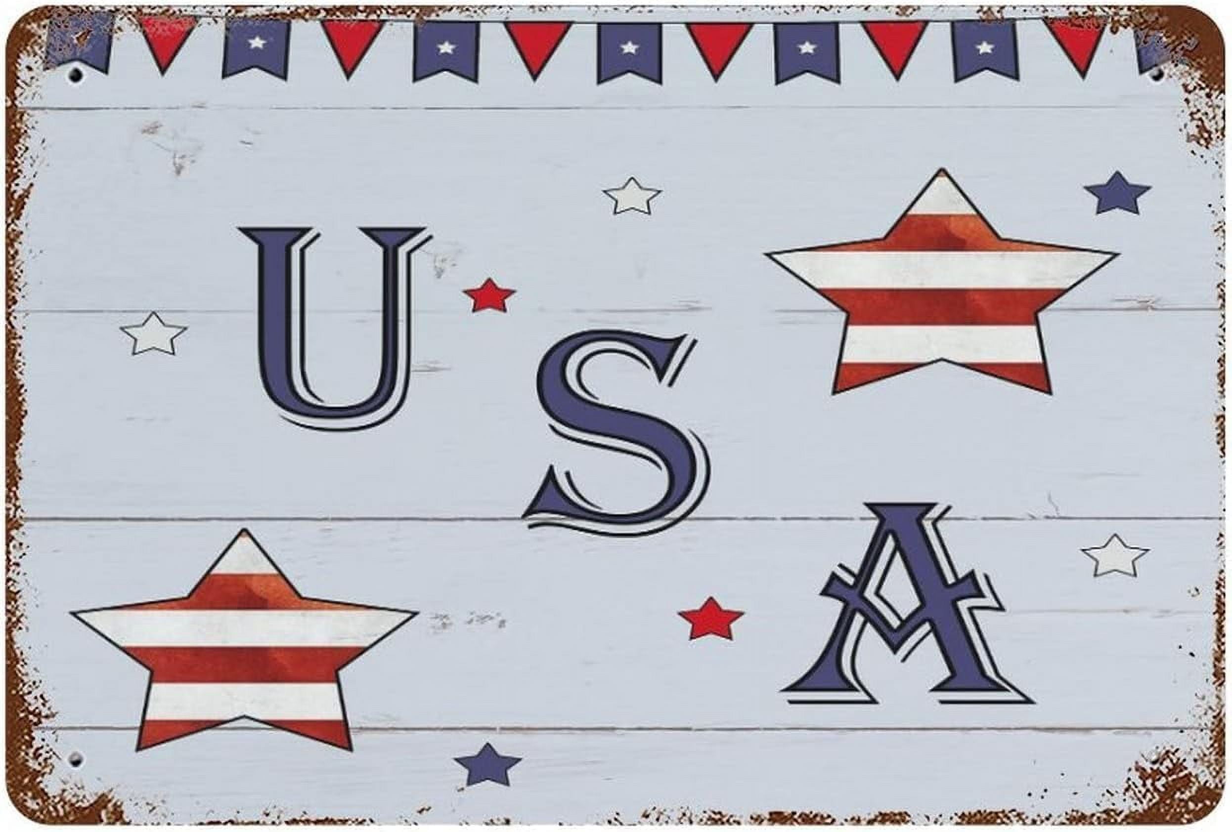 5.5x8 Inch Usa National Flag Metal Signs Usa Flag Memorial Day Tin ...