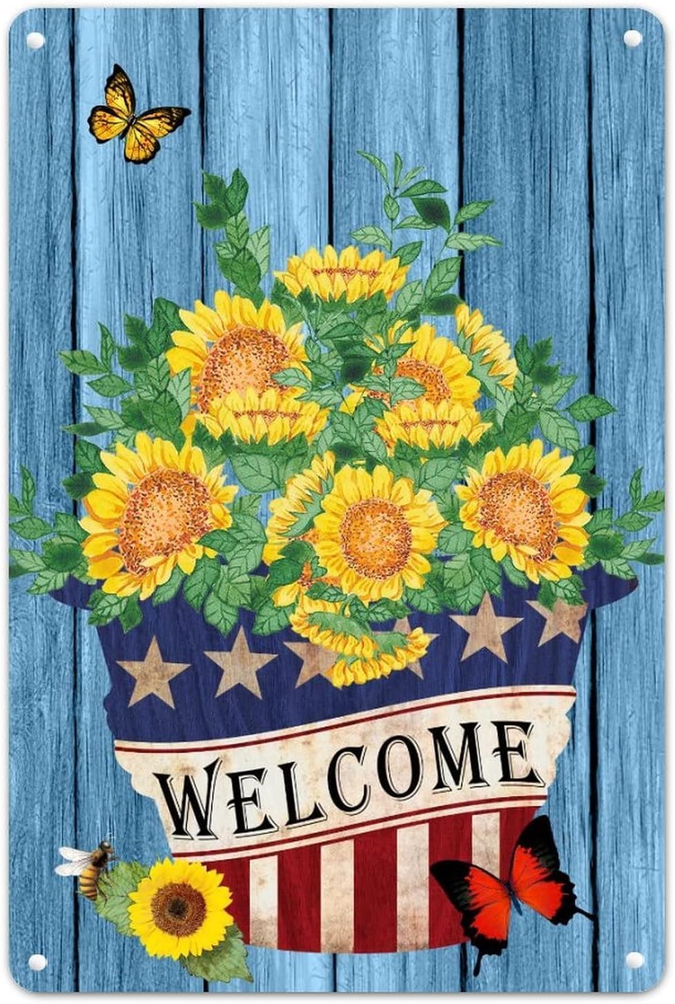 5.5x8 Inch Vintage Metal Tin Sign Birthday America Welcome Sunflower ...