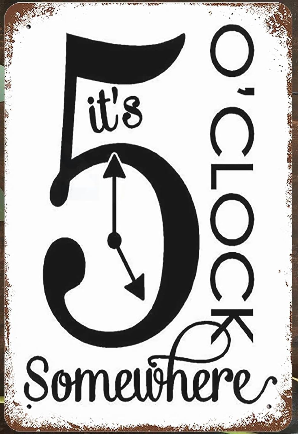 5.5x8 Inch Vintage Metal Tin Sign, Clock Wall Art Decor, It's 5 O'clock ...