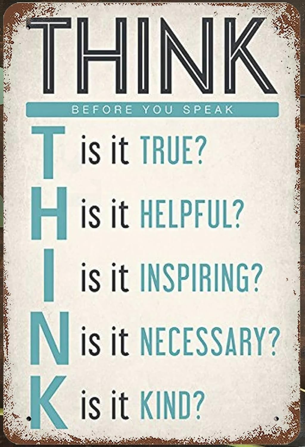 5.5x8 Inch Vintage Metal Tin Sign, Keep Calm Collection Think Before ...