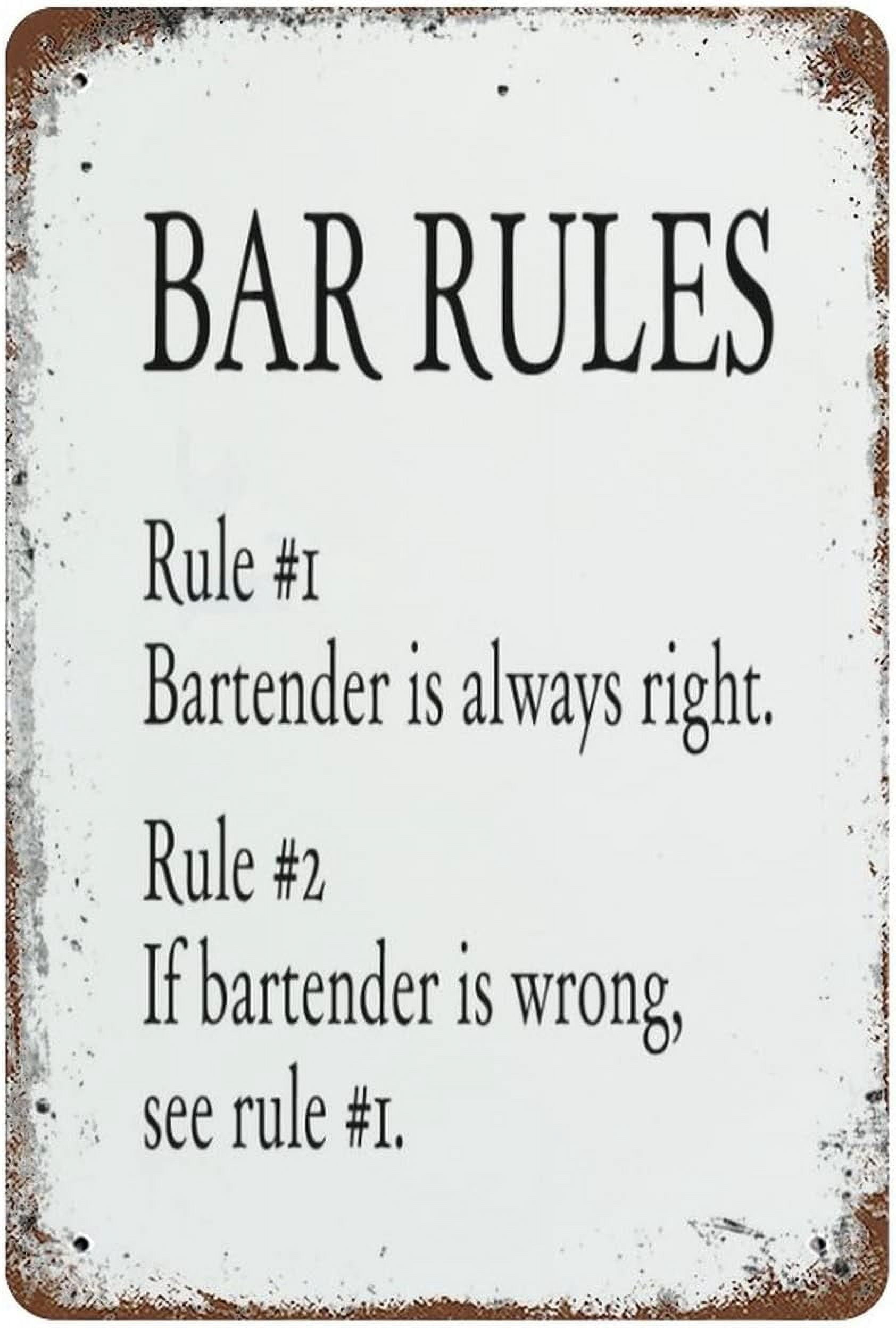 5.5x8 Inch Vintage Rustic Bar Rules Bartender Fun Quote Plaque Metal ...