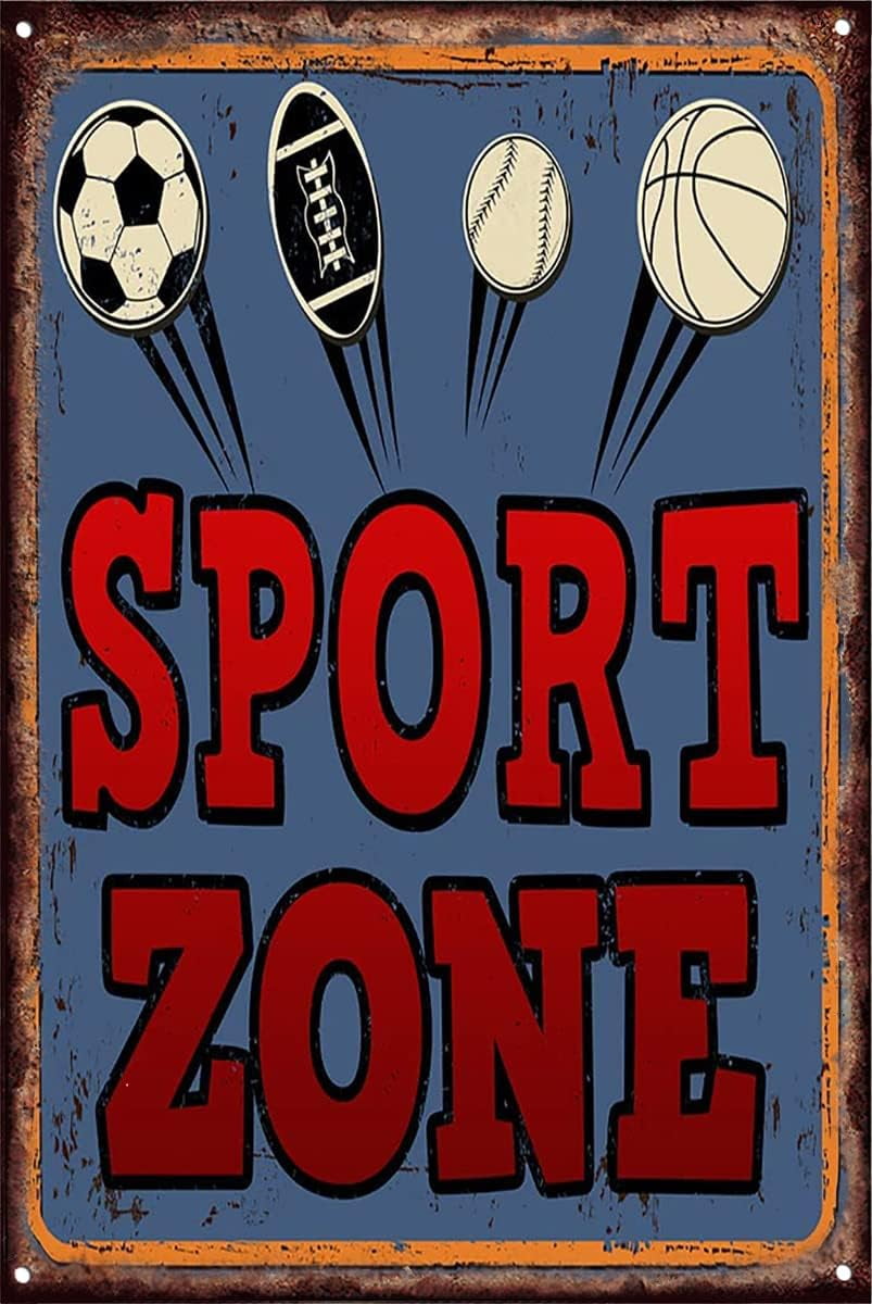 5.5x8 Inch Vintage Rusty Metal Sign Sport Zone Tin Signs For Home Bar ...