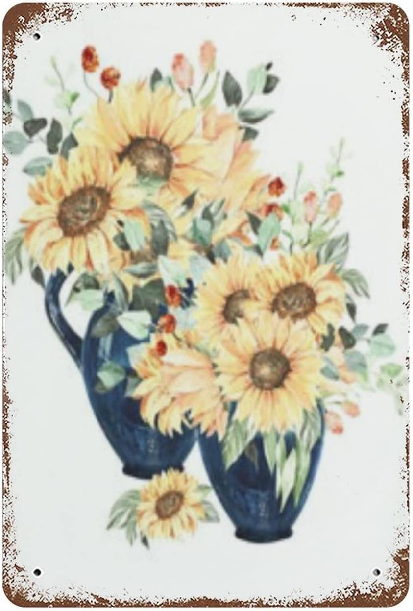 5.5x8 Inch Vintage Sunflower Metal Sign Retro Farmhouse Decor Floral ...