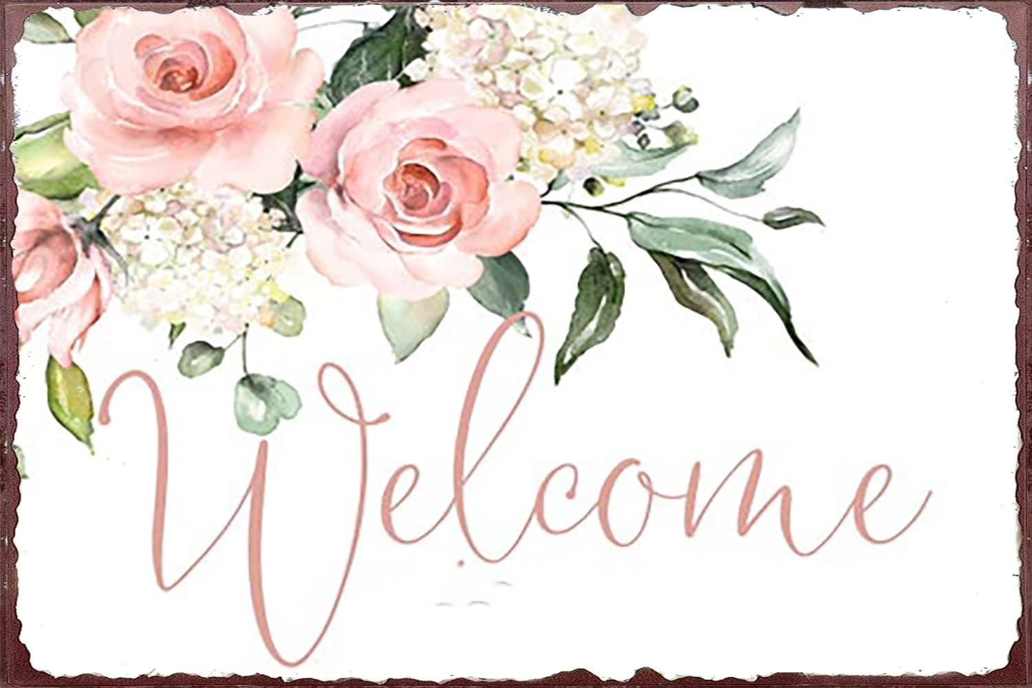 5.5x8 Inch Welcome Sign Blush Pink Roses Welcome Floral Baptism Welcome ...