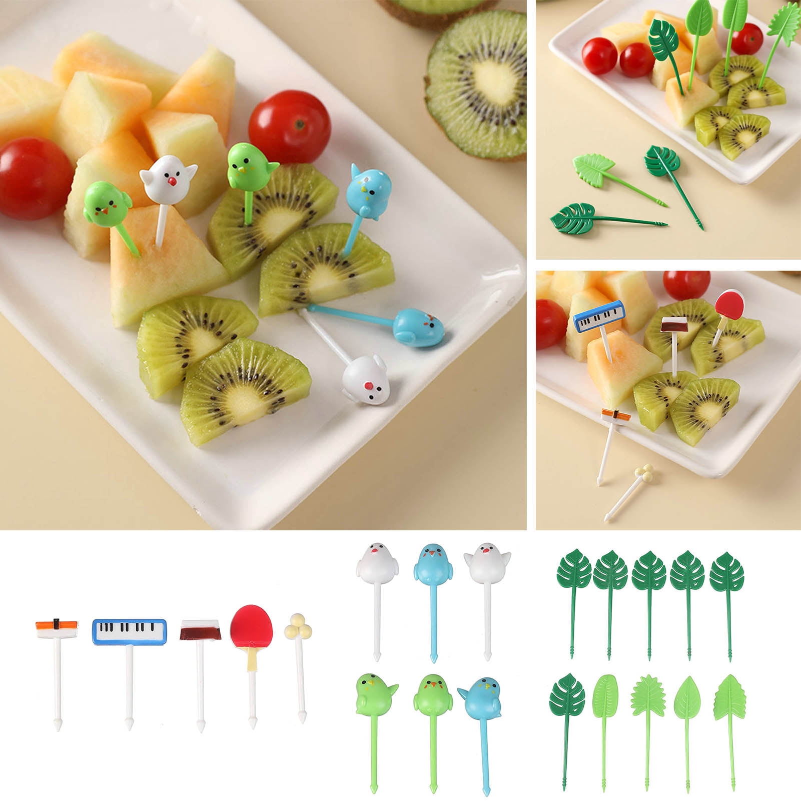 5/6/10Pcs Fruit Fork Reusable Cartoon Cute Chick Food Selection Mini ...