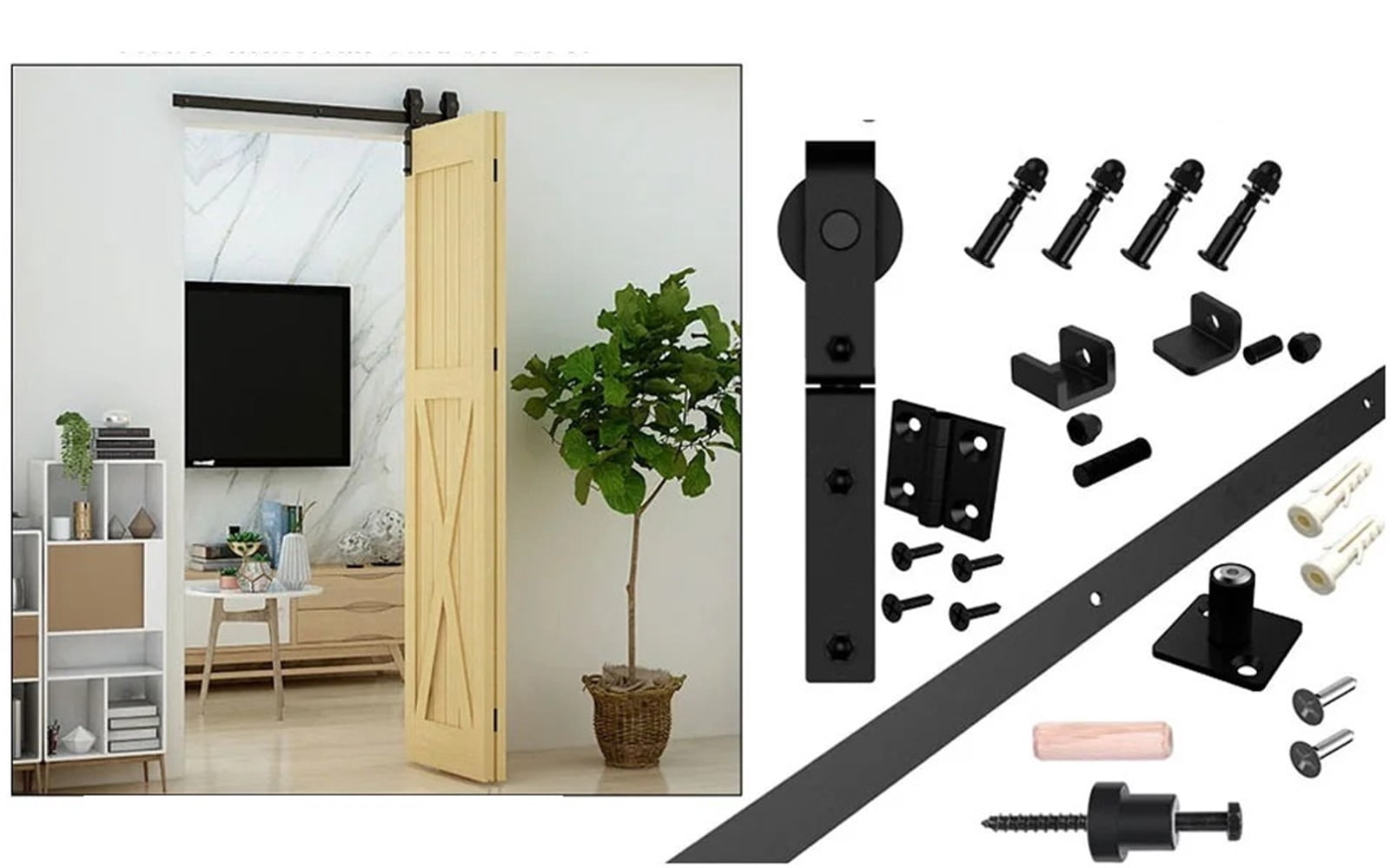5/6/6.6 Foot Sliding Door Track Folding Door Hardware Kit For Barn Door ...