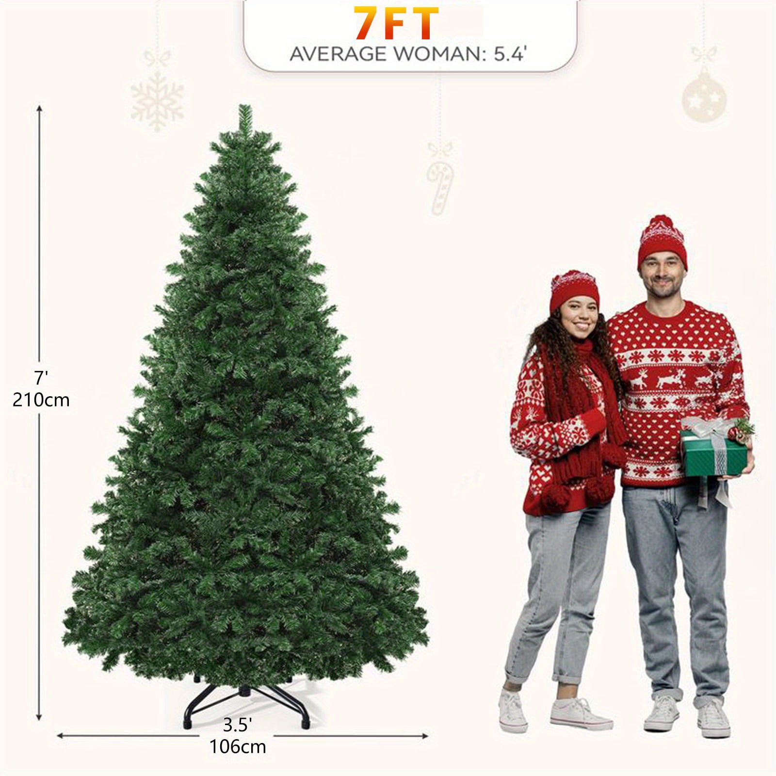 5/6/7/7.5ft Artificial Christmas Tree with Realistic Branches, Easy ...