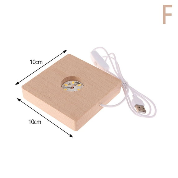 5/6/7/8/9/10CM Led Solid Wood Lamp Square Night Light Usb Lamps Holder ...