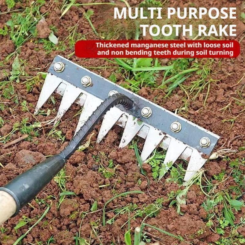 5/6/7/8 Teeth Agricultural Rake Soil Loosening Weeding Tool Manganese ...