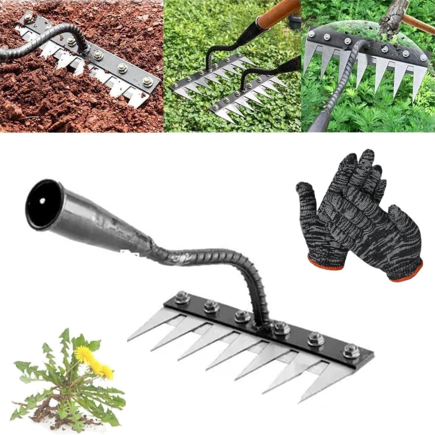5/6/7/8 Teeth Carbon Steel Garden Weeding Rake, Carbon Steel Garden ...
