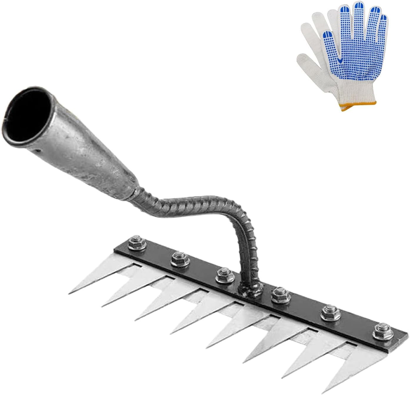 5/6/7/8 Teeth Carbon Steel Garden Weeding Rake, Detachable Gardening ...