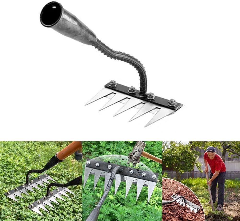 5/6/7/8 Teeth Carbon Steel Garden Weeding Rake, Garden Rakes Metal ...