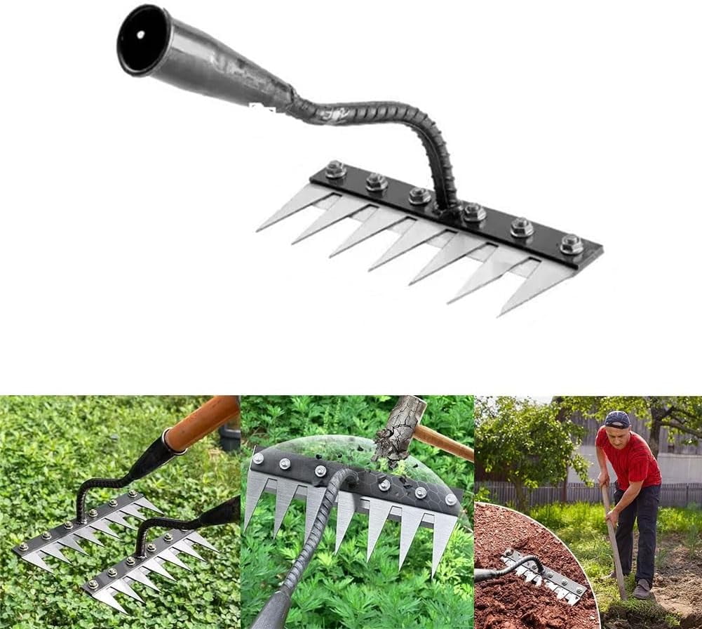 5/6/7/8 Teeth Carbon Steel Garden Weeding Rake, Garden Rakes Metal ...
