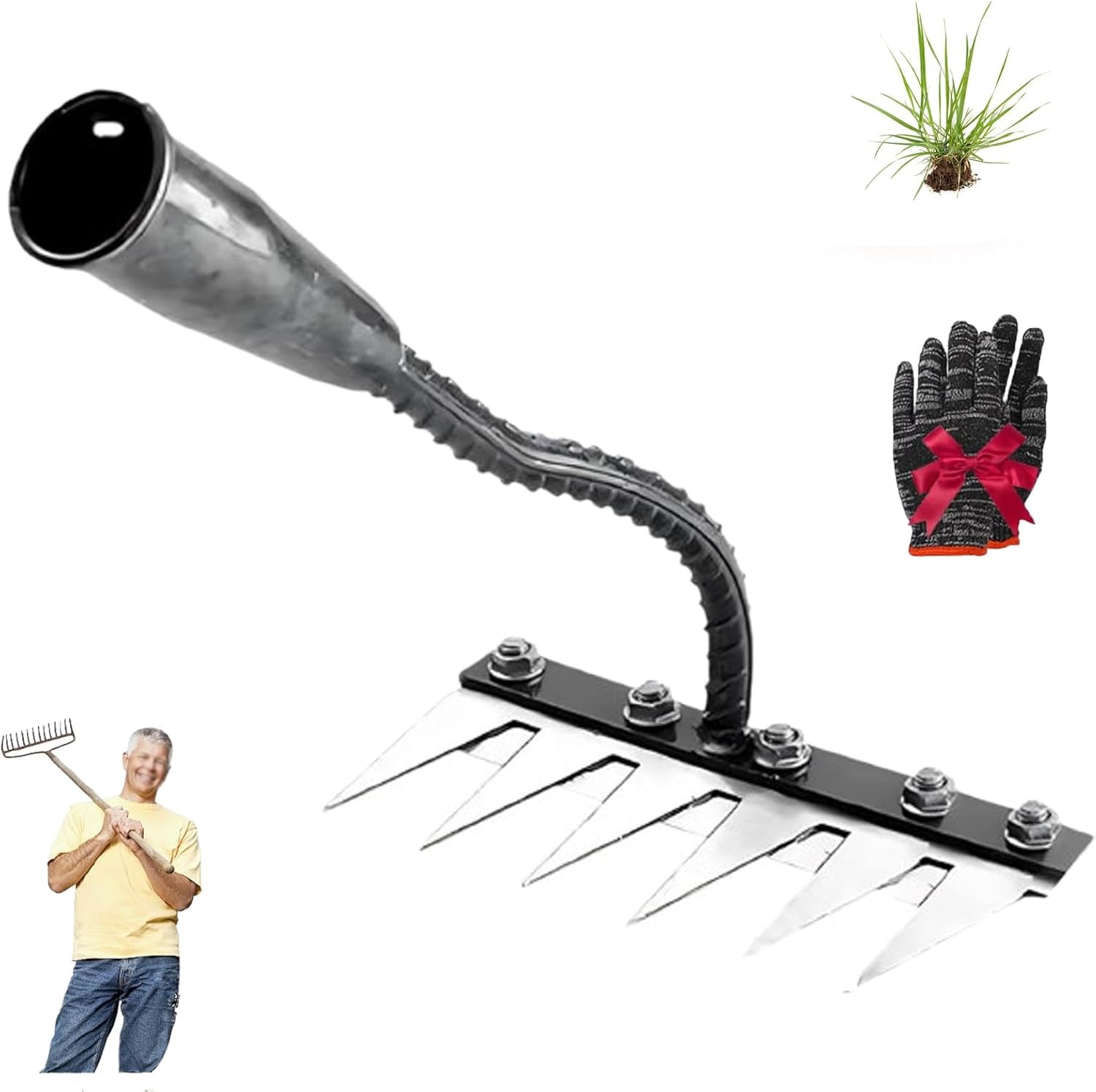 5/6/7/8 Teeth Carbon Steel Garden Weeding Rake,Iron Weeding Rake for ...