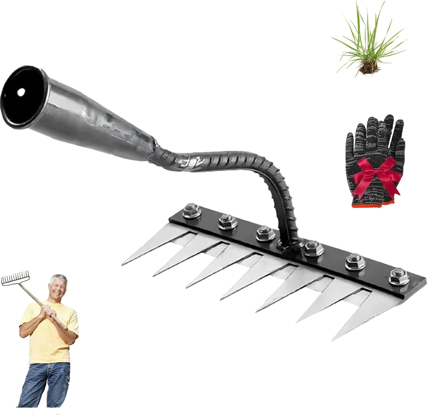 5/6/7/8 Teeth Carbon Steel Garden Weeding Rake,Iron Weeding Rake for ...