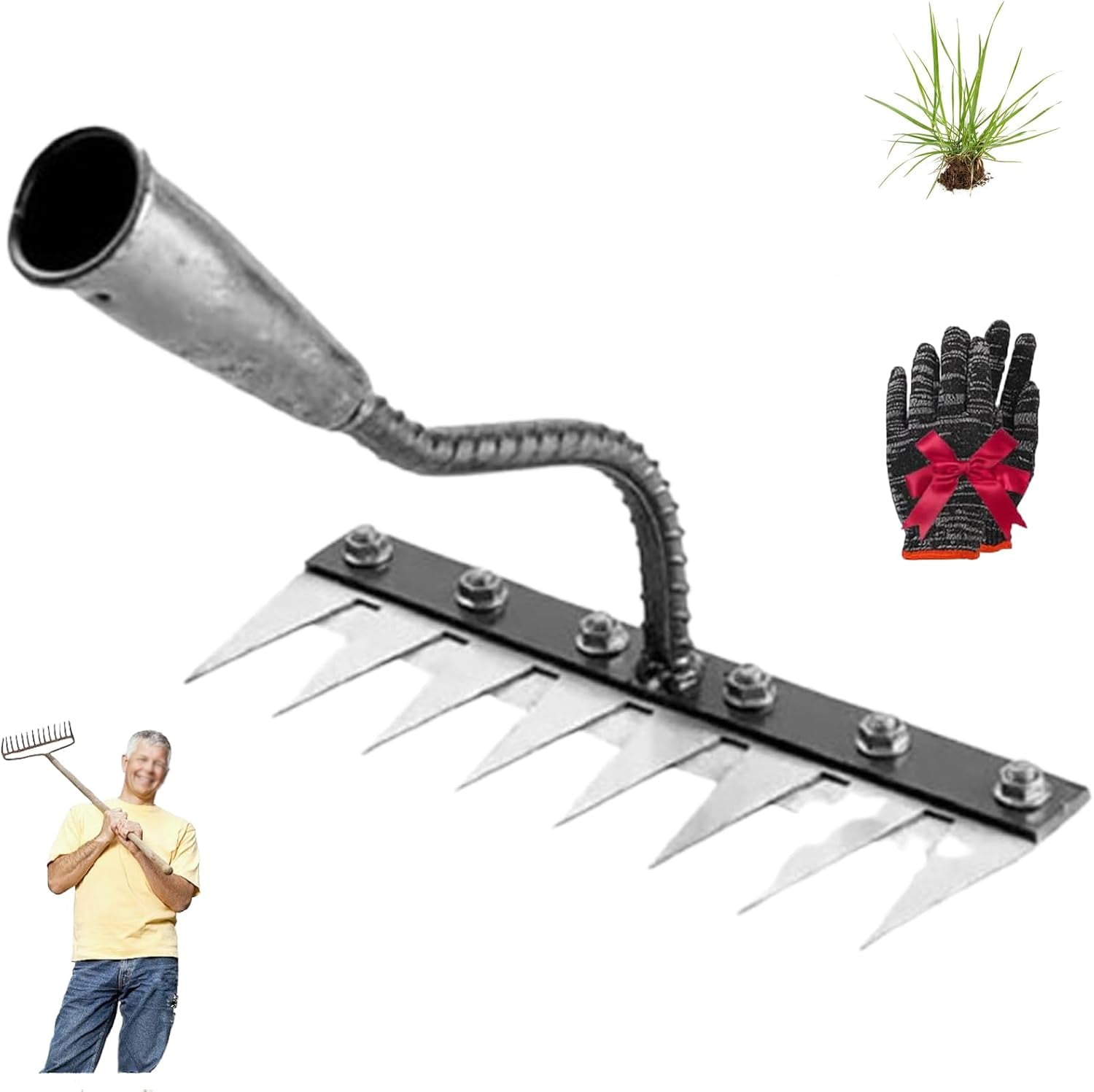 5/6/7/8 Teeth Carbon Steel Garden Weeding Rake,Iron Weeding Rake for ...