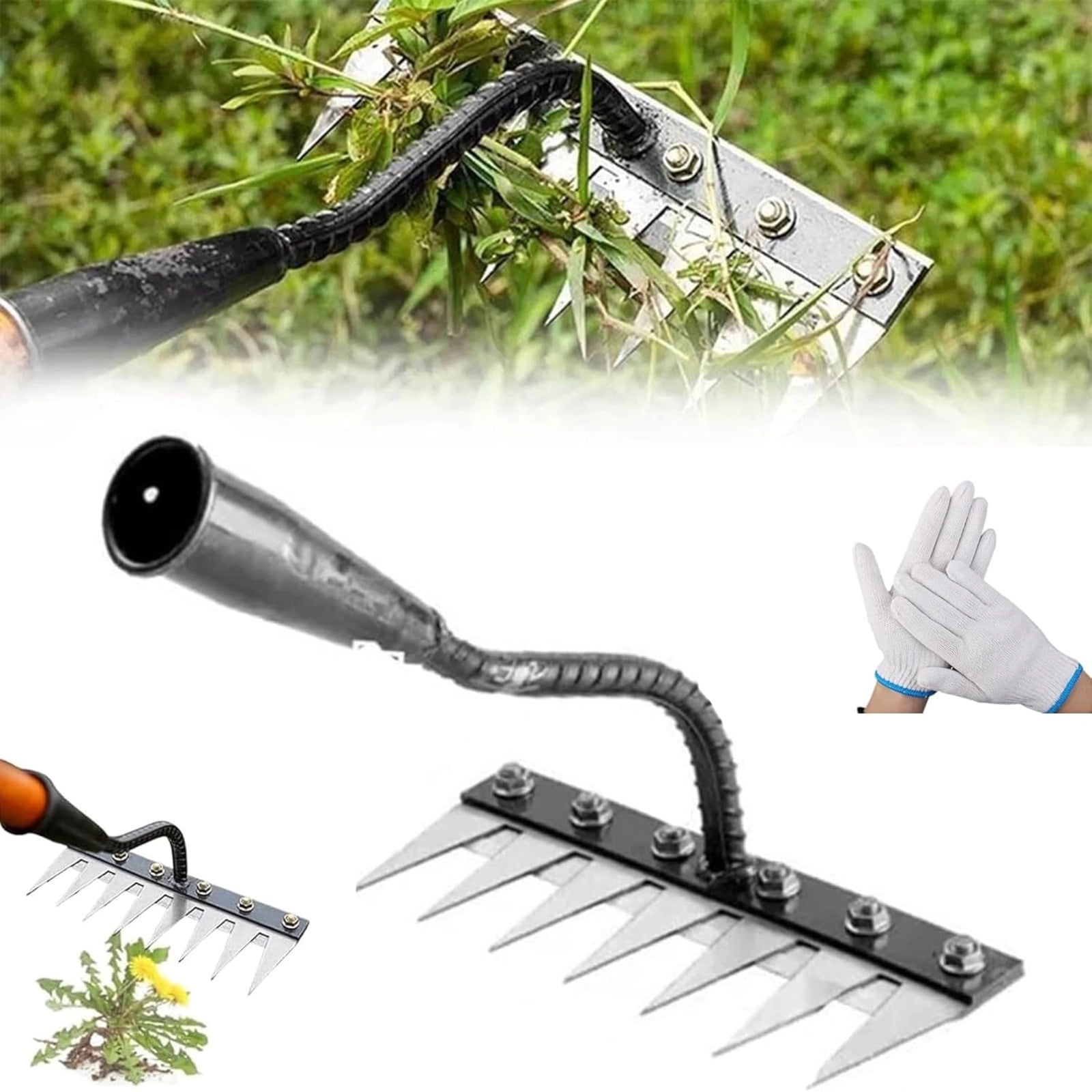 5/6/7/8 Teeth Carbon Steel Garden Weeding Rake,Iron Weeding Rake for ...