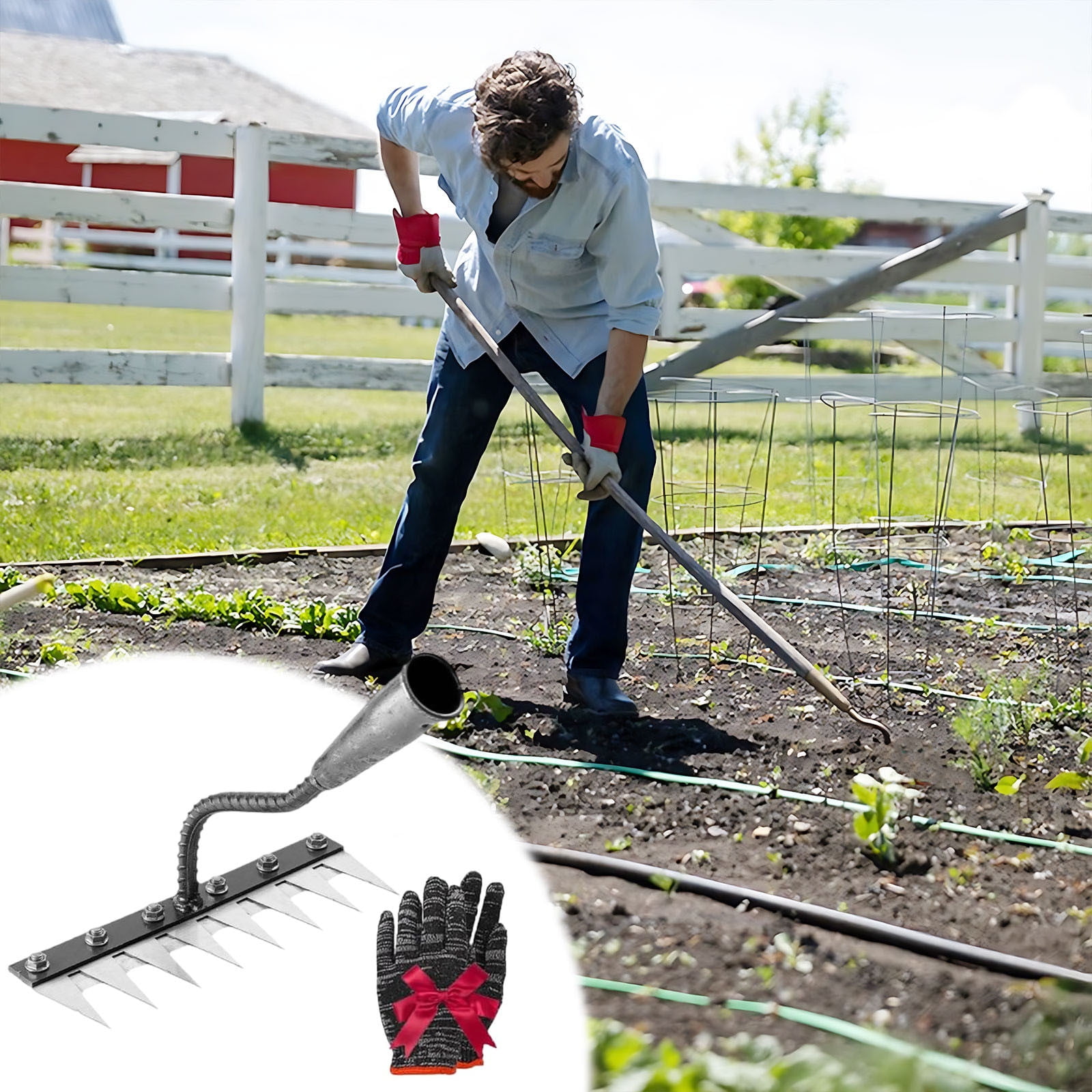5/6/7/8 Teeth Carbon Steel Garden Weeding Rake,Iron Weeding Rake for ...